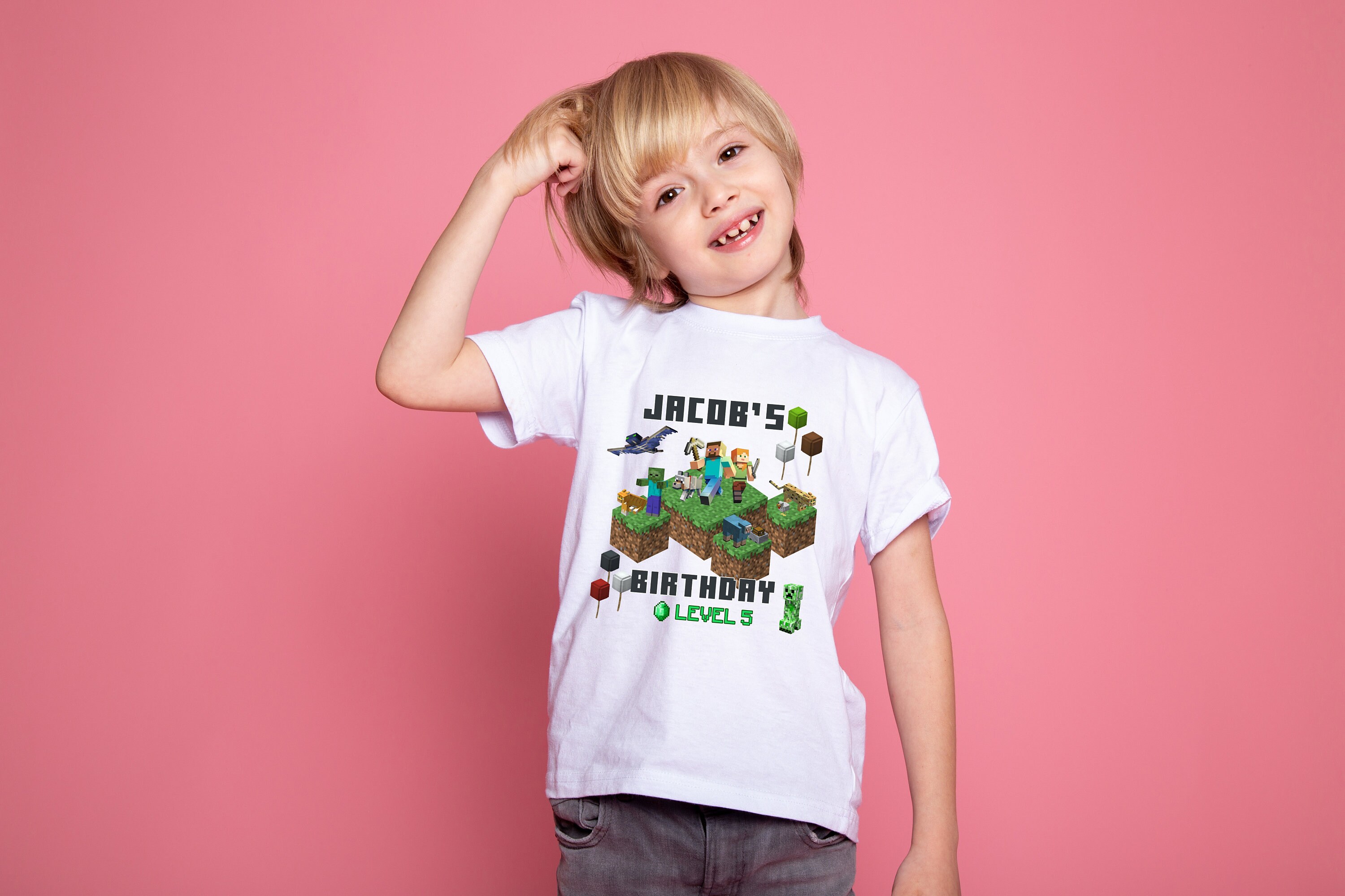 Minecraft Shirt, Shirts for Kids, Customized Birthday Shirts, Minecraft ...