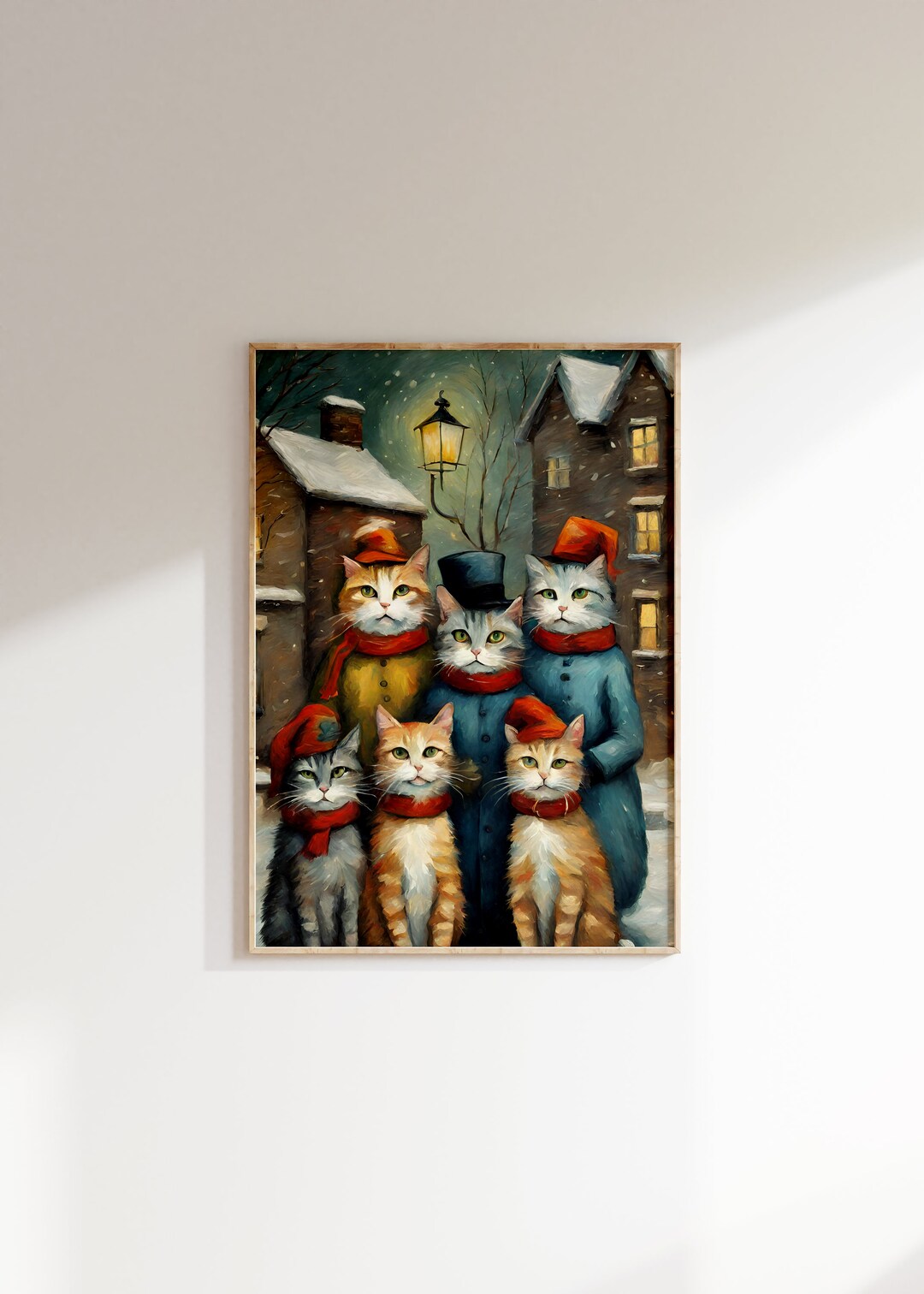 Cat Portrait Cat Wall Print Winter Home Decor Cute Cat Art Funny Cat ...