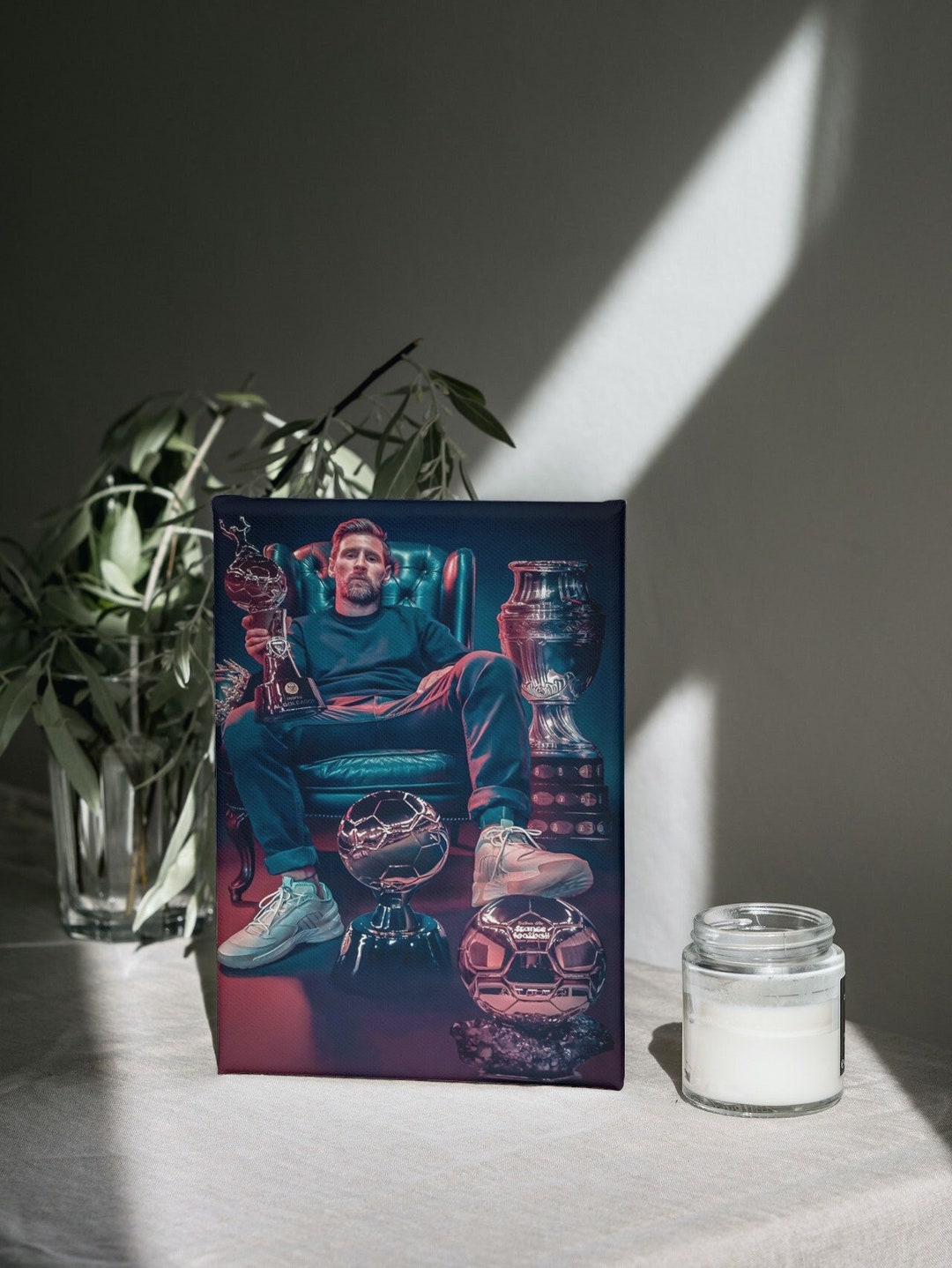 Lionel Messi Surrounded by Trophies, the King of Football. Available as ...