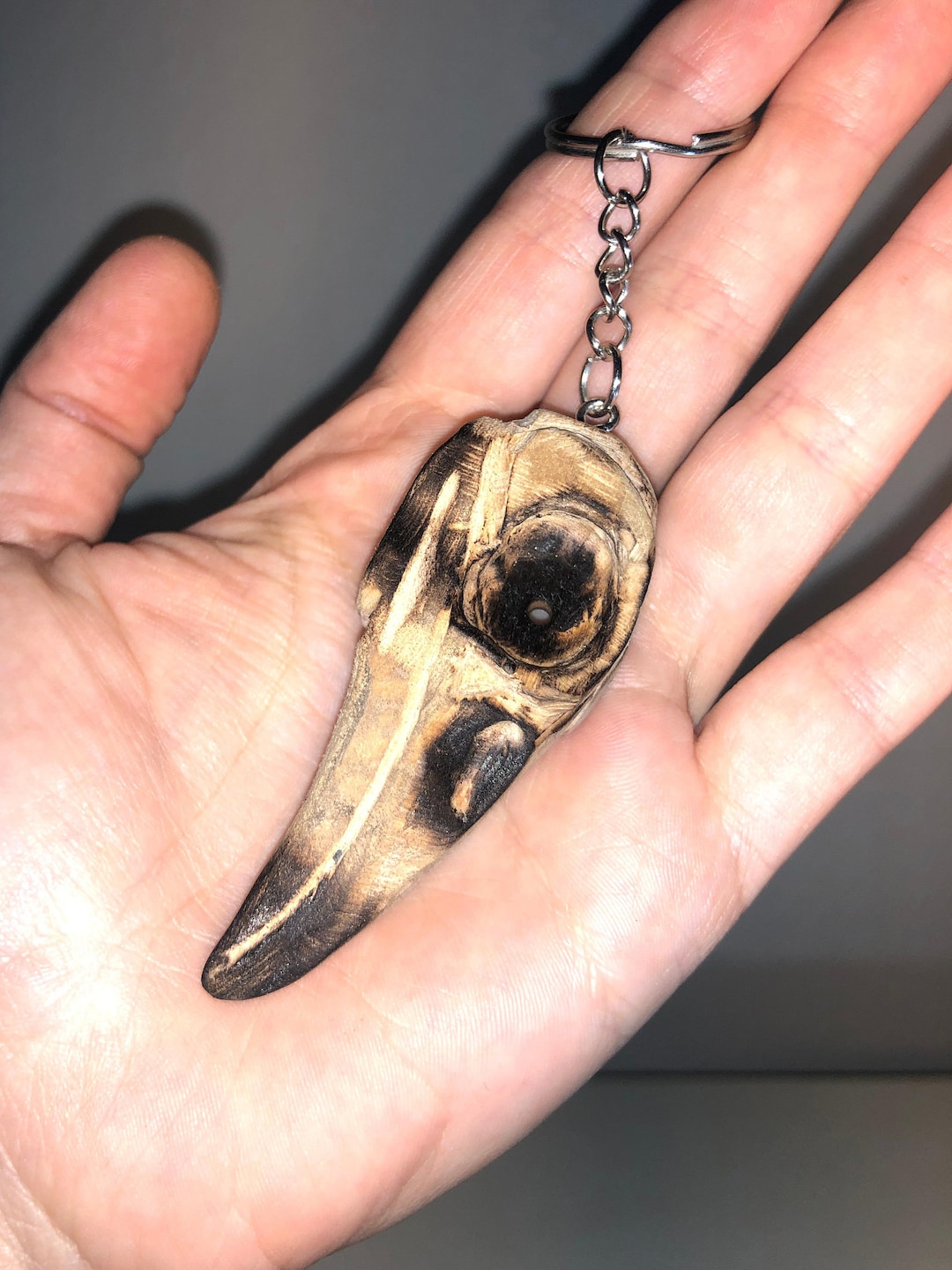 Wooden Hand-carved Keychain Raven Head Mystic Keychain - Etsy