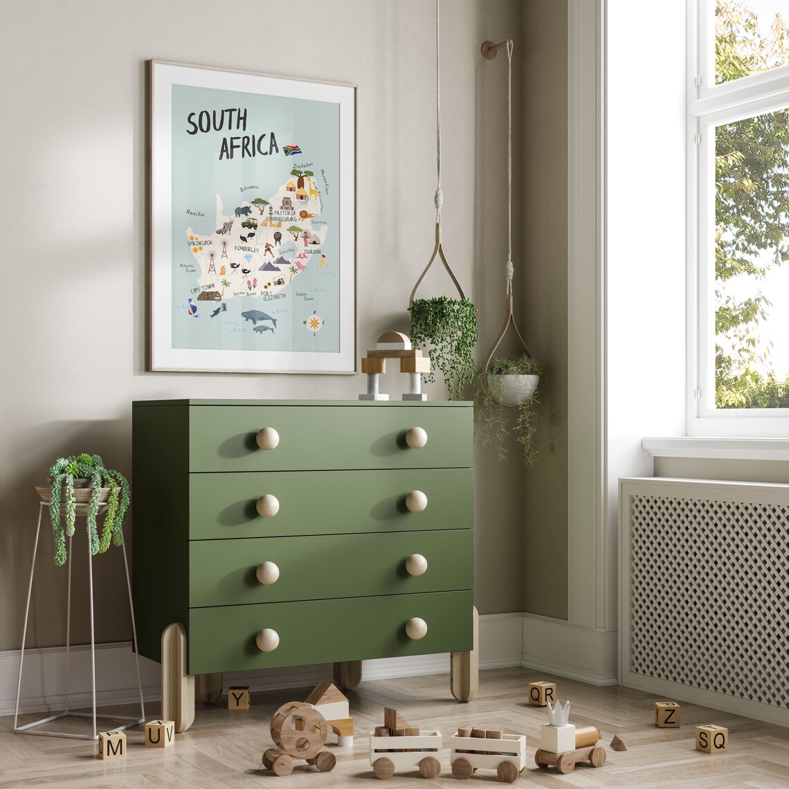 South Africa Map Poster: Kids Room Decor (digital Download) - Etsy
