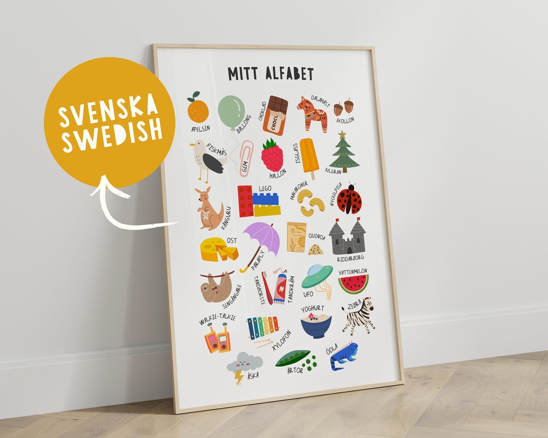 SWEDISH Alphabet Print, Educational Print, Printable Download, Kids ...