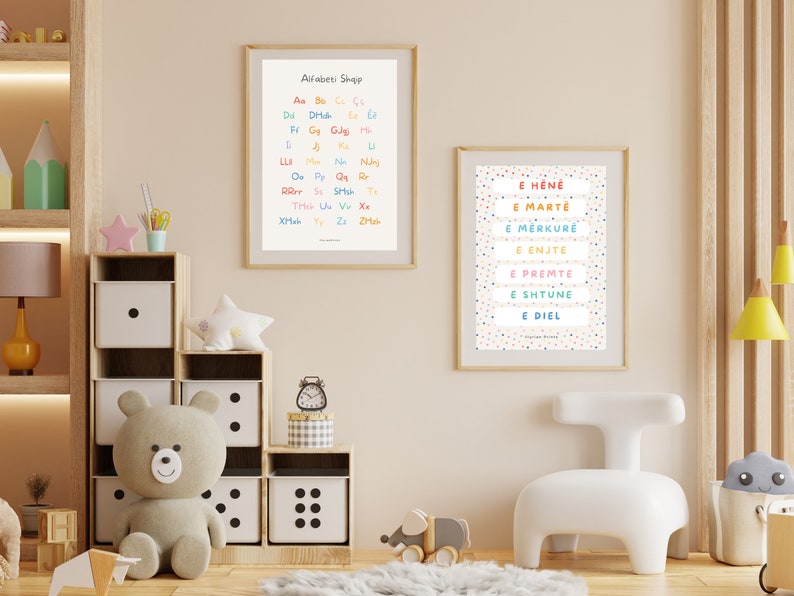 Albanian Alphabet and Days of the Week for Kids' Room (digital Prints ...