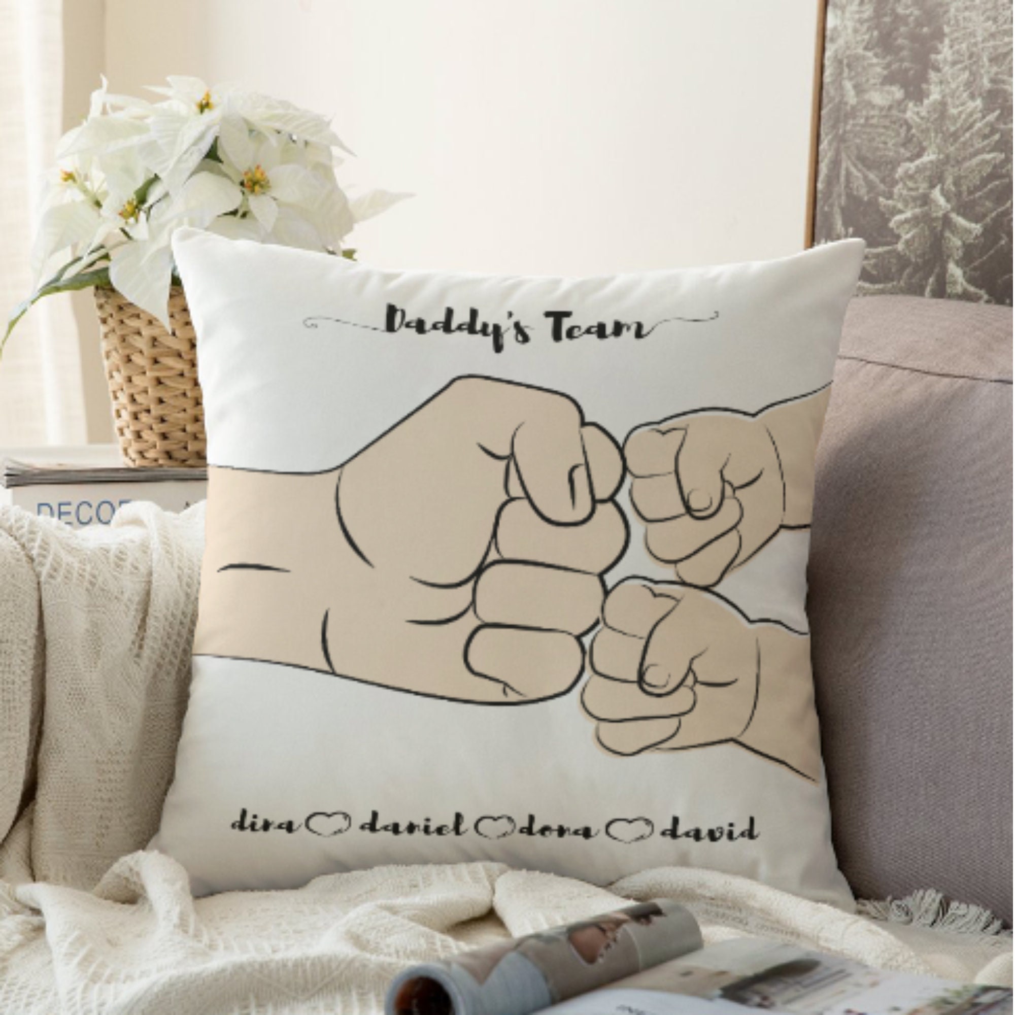 Personalized Father's Day Fist Bump Pillow Case, Custom Name Pillow ...