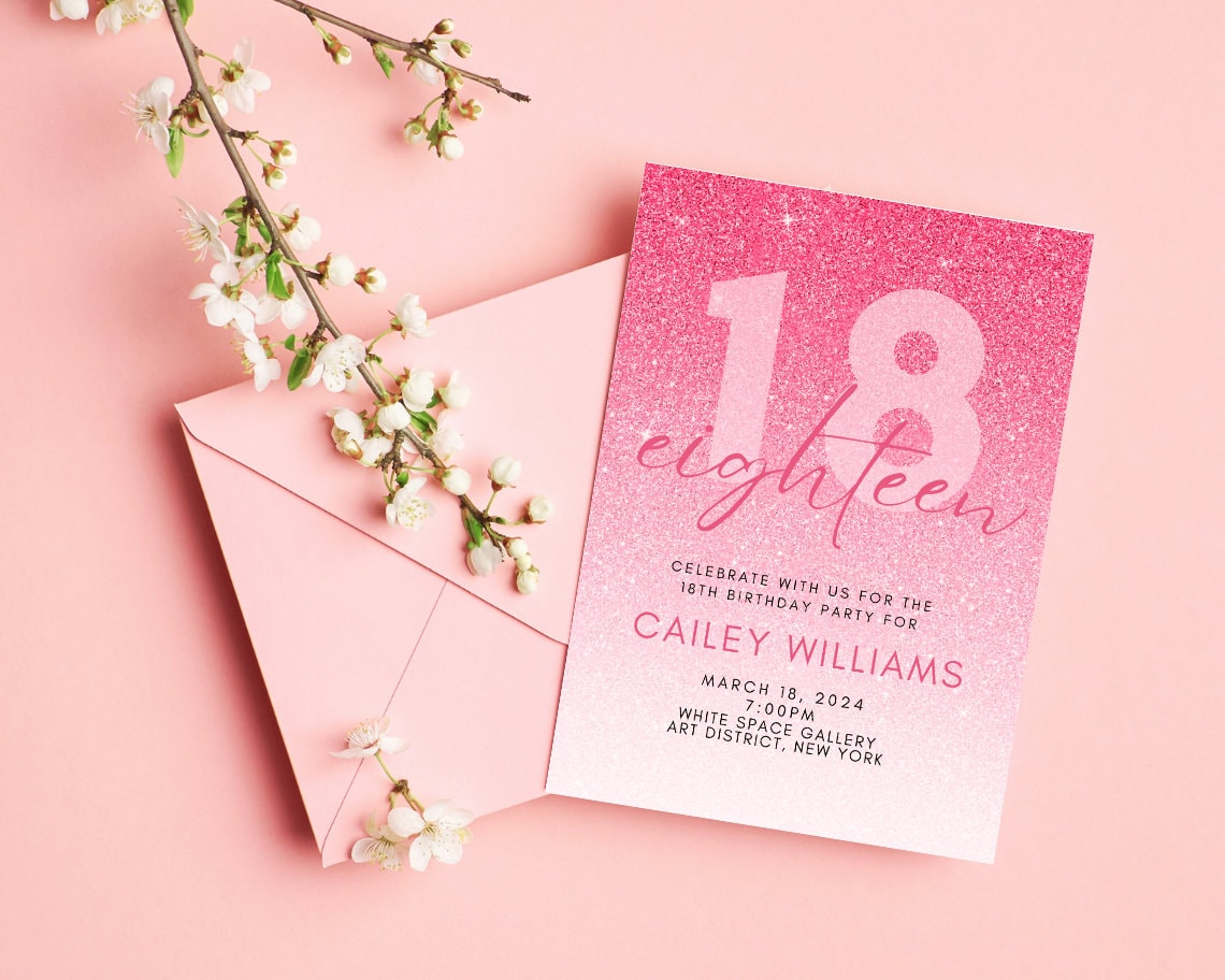 Personalized 18th Birthday Invitation , Printable Birthday Bundle ...