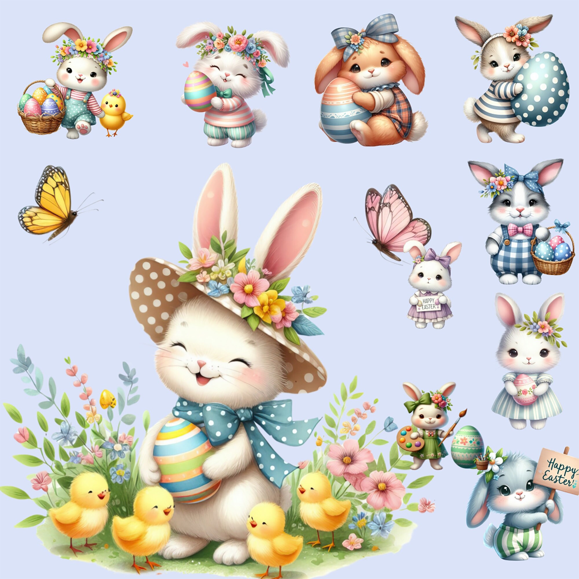 Rabbit Clipart Cute Rabbit Cartoon Bunnies Clipart Woodland Animal ...