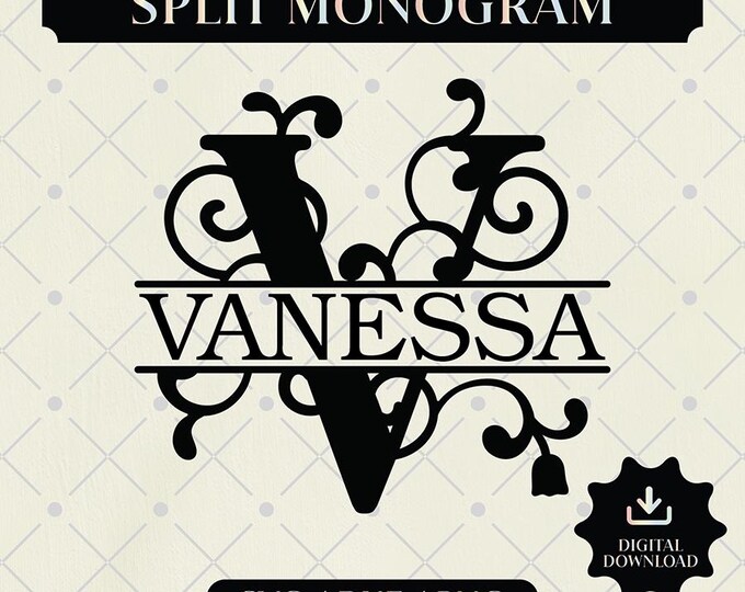 Uppercase B Letter Split Monogram Svg, Alphabet Split Name Frame, Split ...