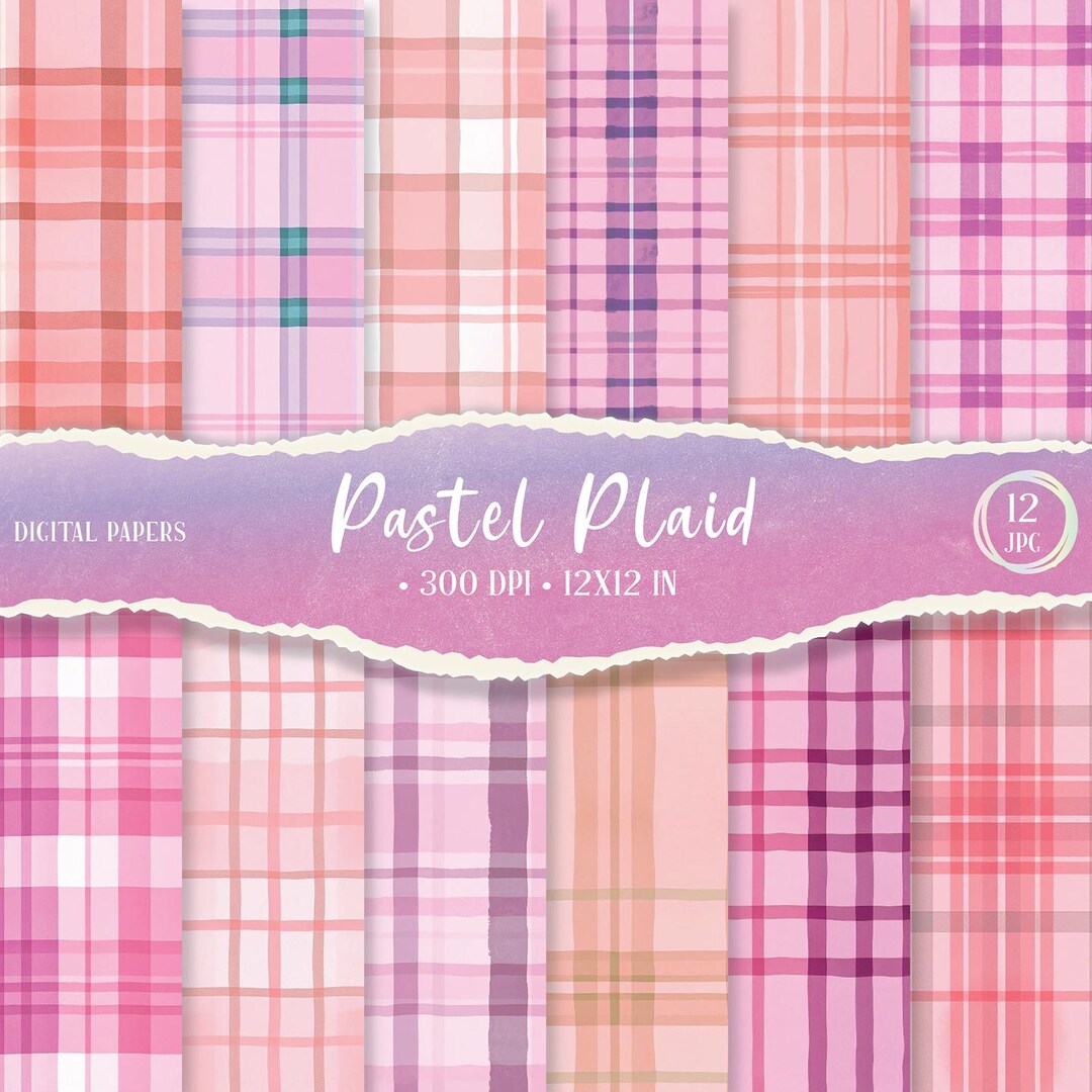 Pastel Plaid Digital Paper: Seamless Scrapbook Patterns (digital ...