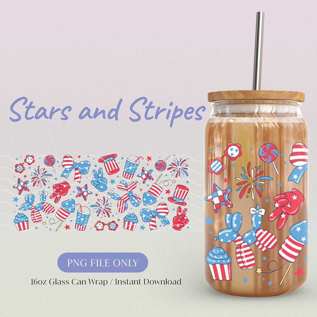 Stars and Stripes Glass Can Wrap PNG: 16oz Libbey Design (digital ...