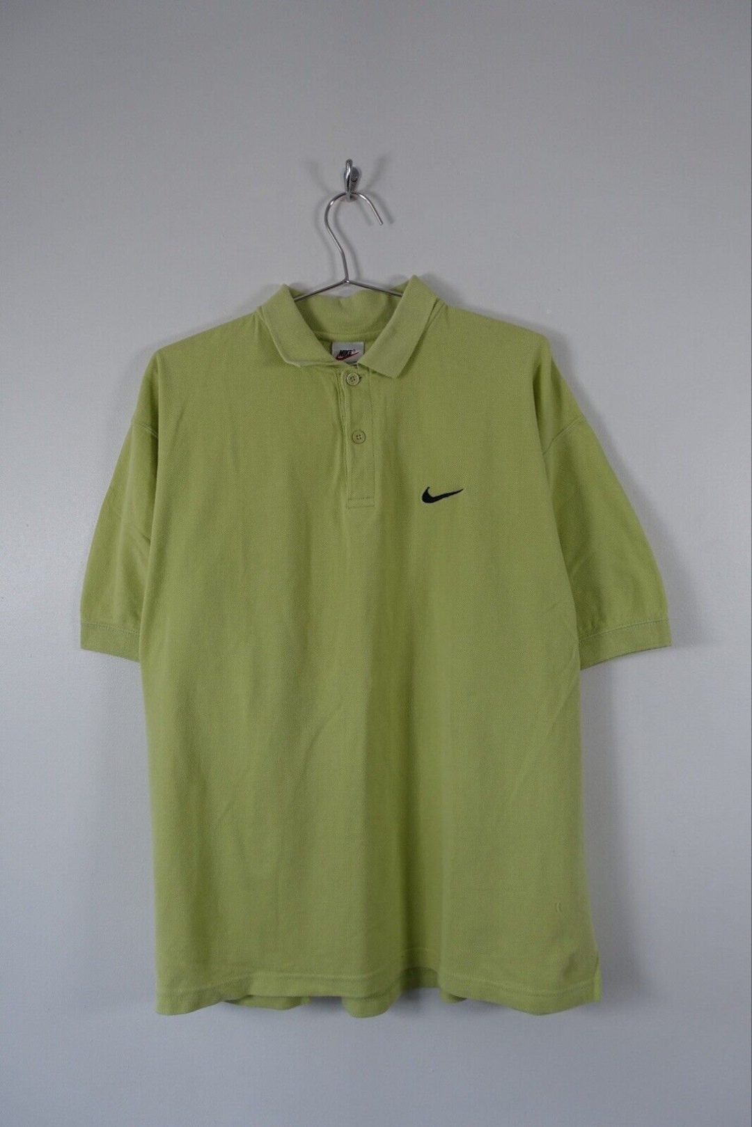 Vintage 1990s Nike Lime Green Polo Shirt Short Sleeve XL Black Swoosh ...
