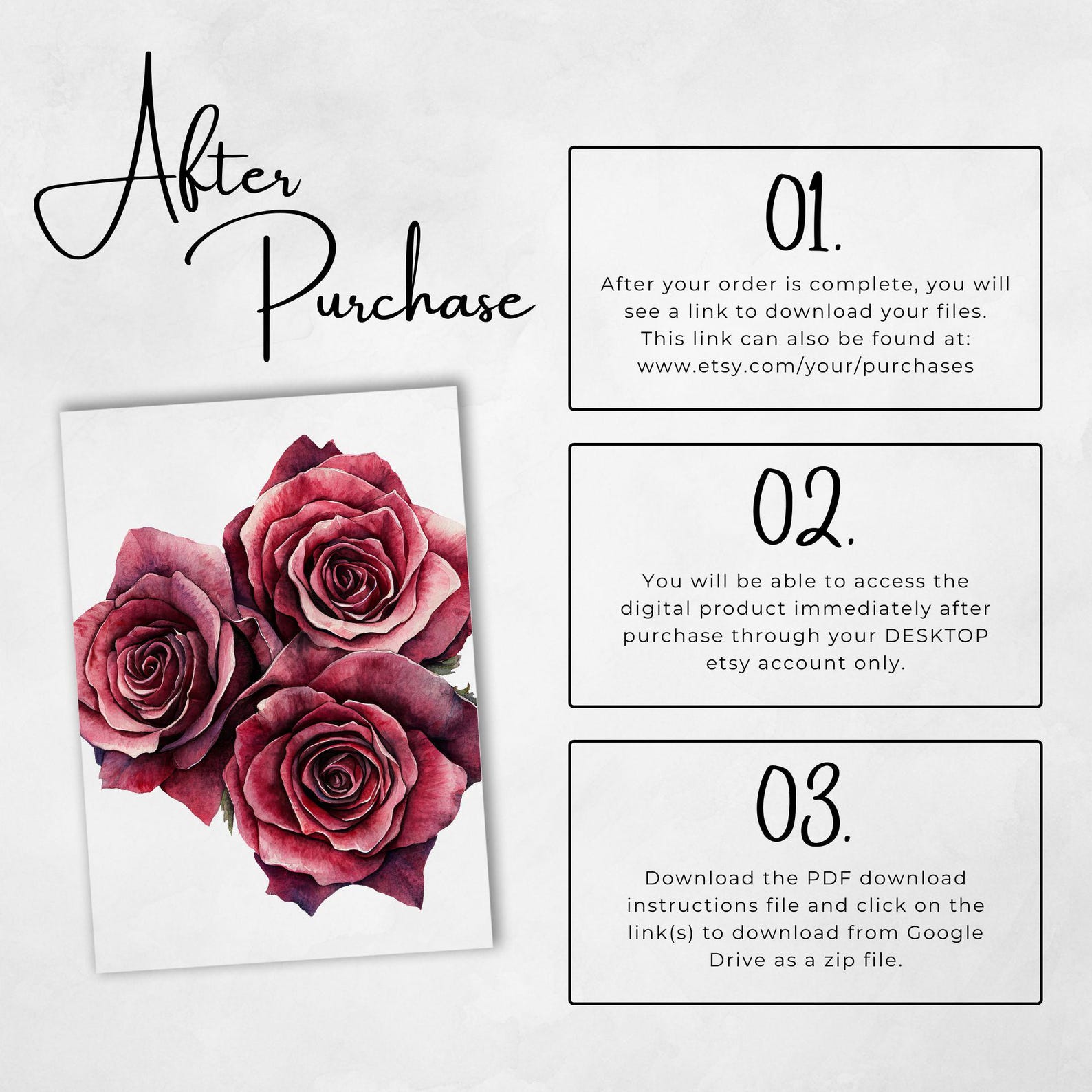 Vintage Roses Valentine's Day Clipart, Watercolor Deep Red Roses Art ...