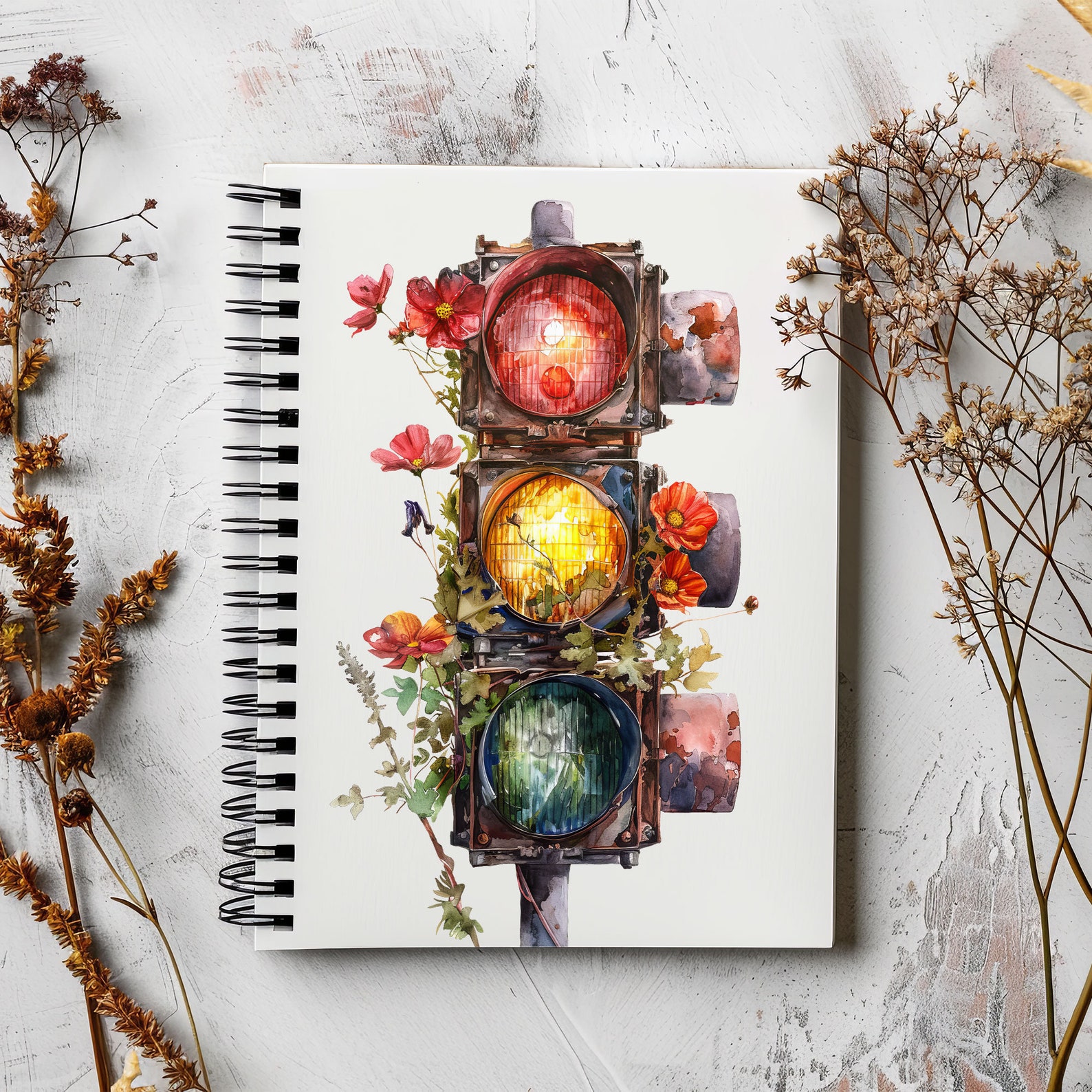 Floral Traffic Light Clipart, Urban Decay Art, Watercolour Derelict ...