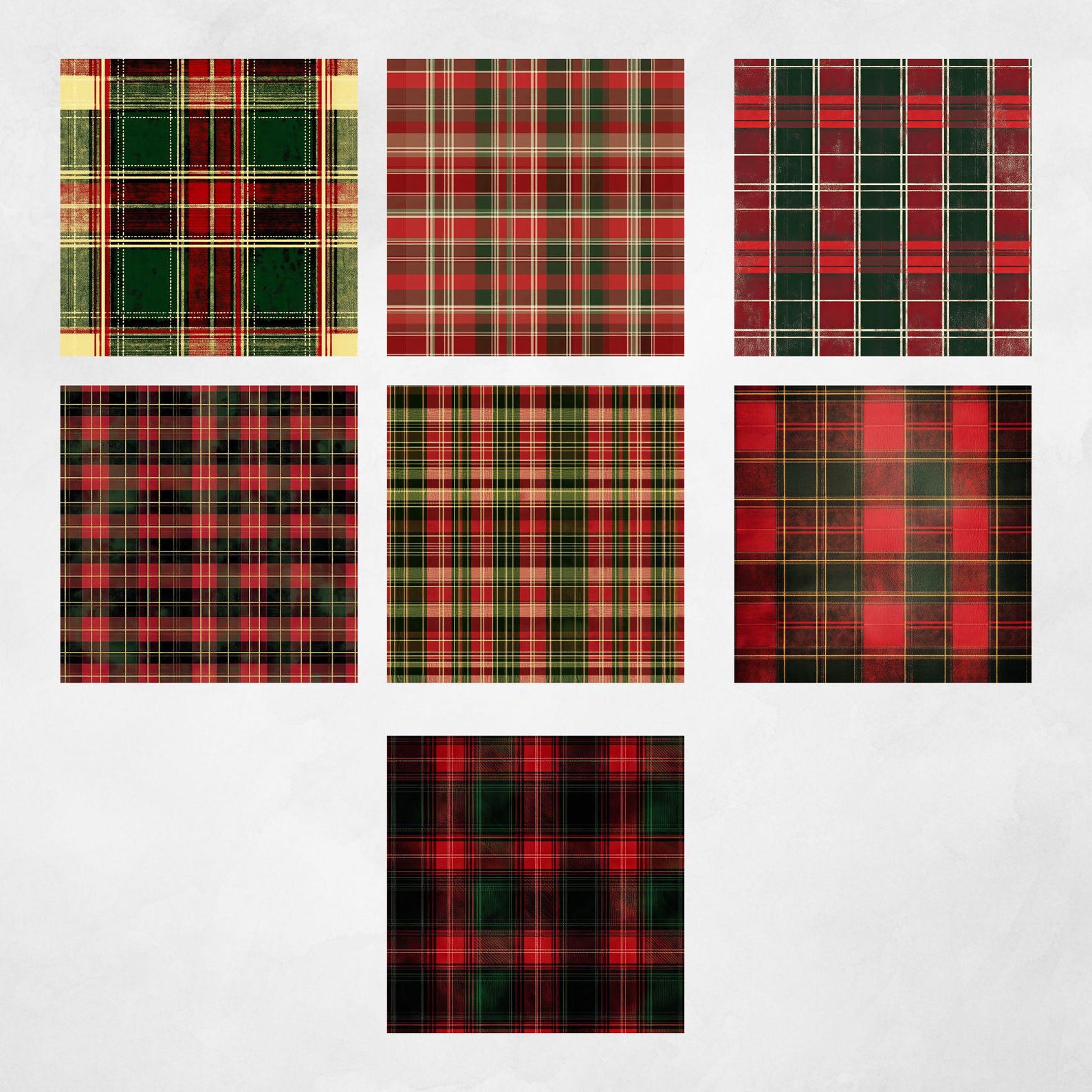 Christmas Plaid Digital Paper, Festive Holiday Backgrounds, Red and ...