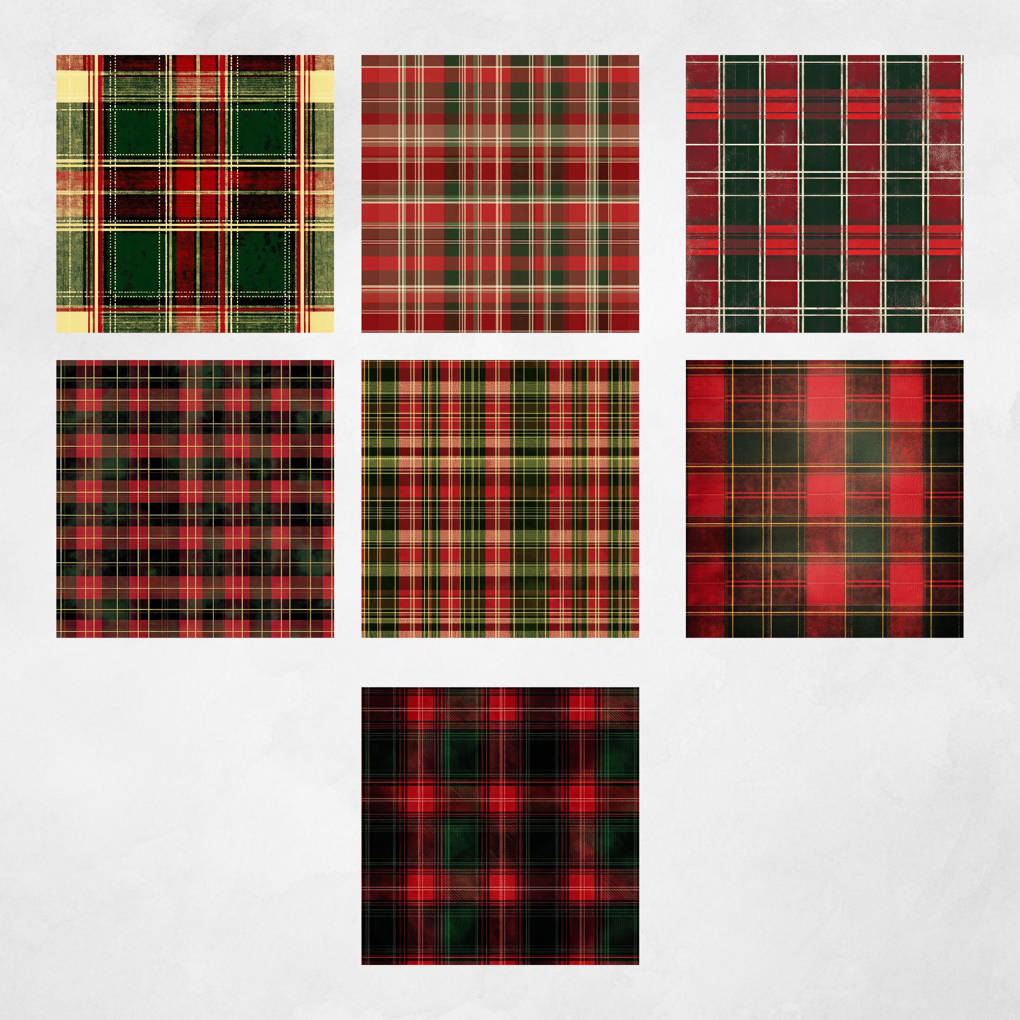 Christmas Plaid Digital Paper, Festive Holiday Backgrounds, Red and ...