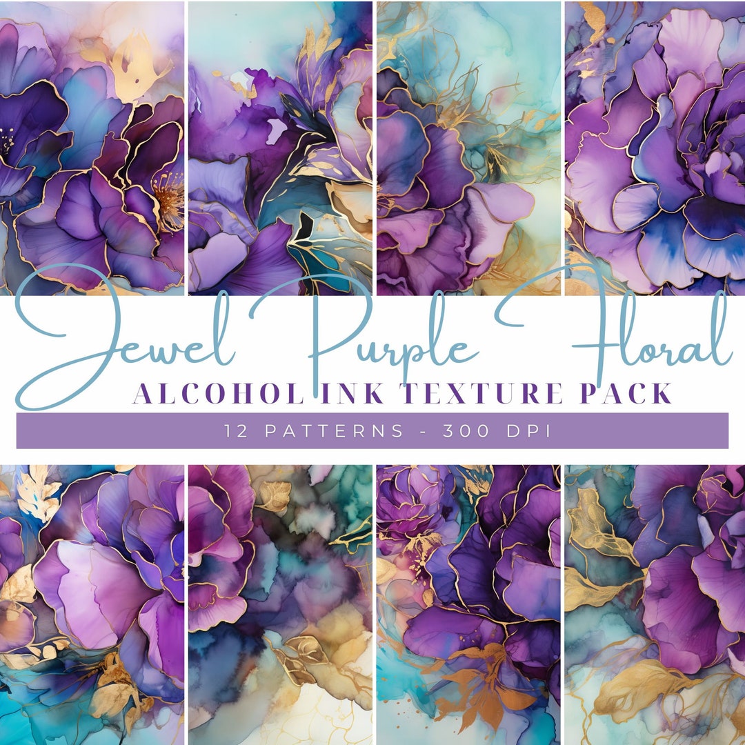Jewel Purple Floral Abstract Texture Clipart, Alcohol Ink Wash Texture ...