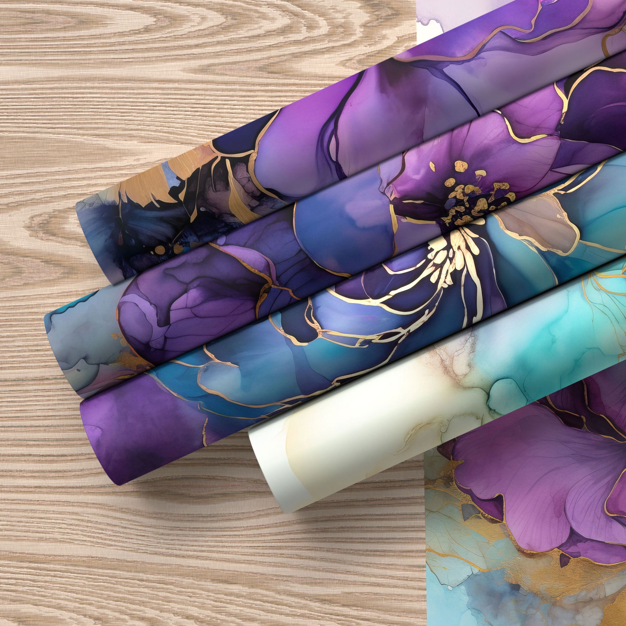 Jewel Purple Floral Abstract Texture Clipart, Alcohol Ink Wash Texture ...