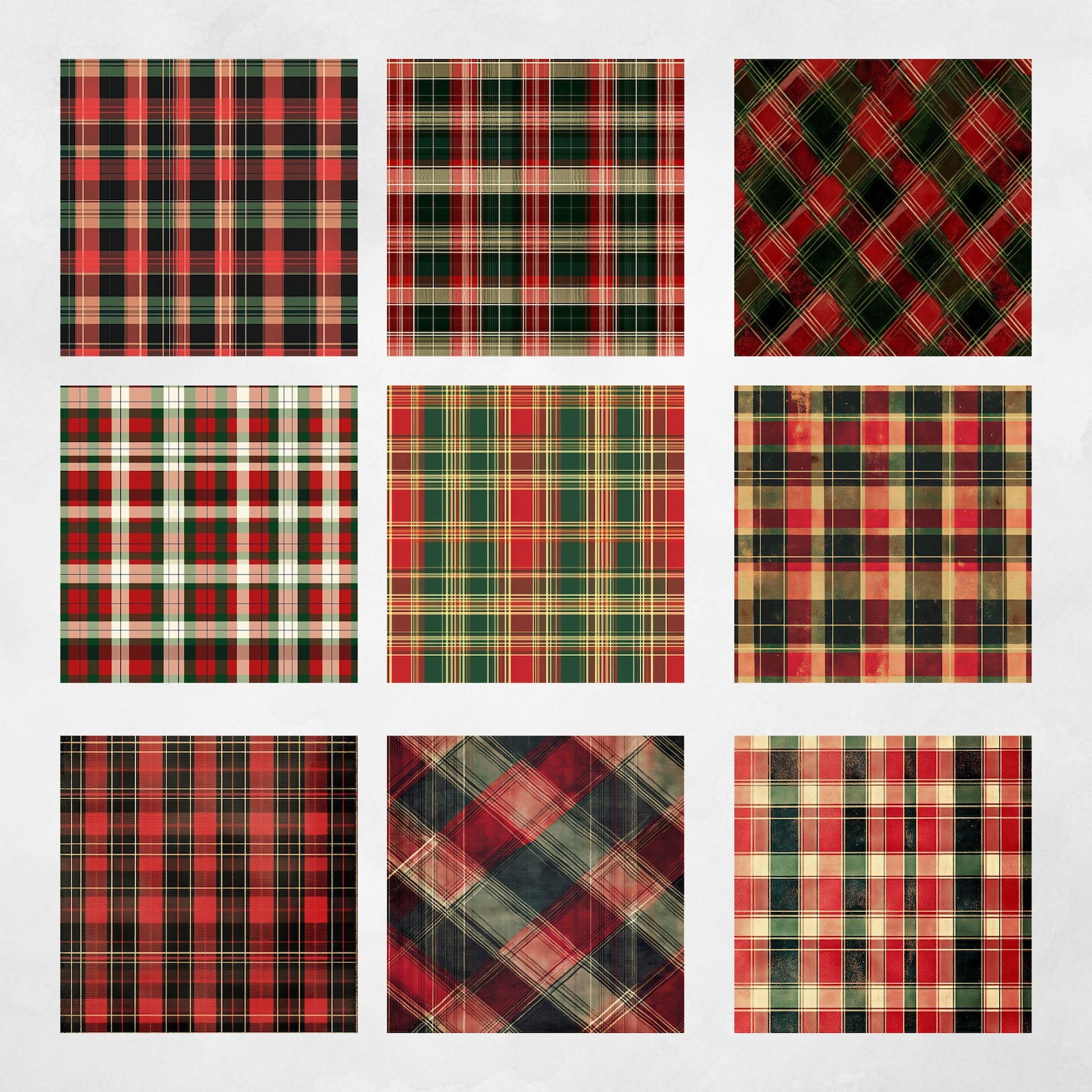 Christmas Plaid Digital Paper, Festive Holiday Backgrounds, Red and ...