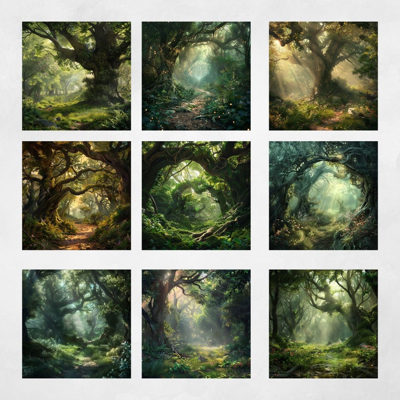 Elven Forest Digital Papers, Forestry Clipart, Enchanted Fantasy ...