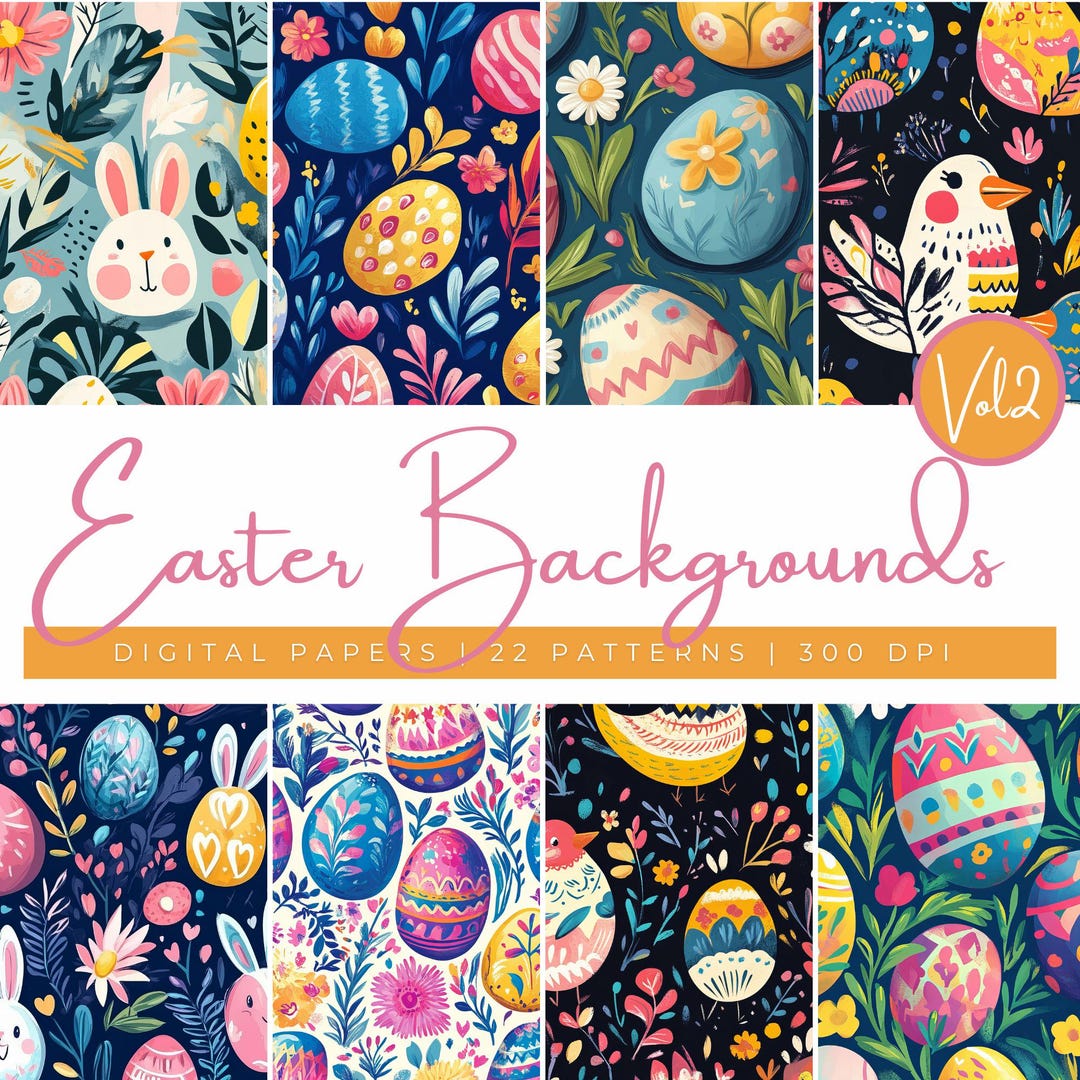 Easter Backgrounds Digital Papers, Colourful Chocolate Easter Egg ...