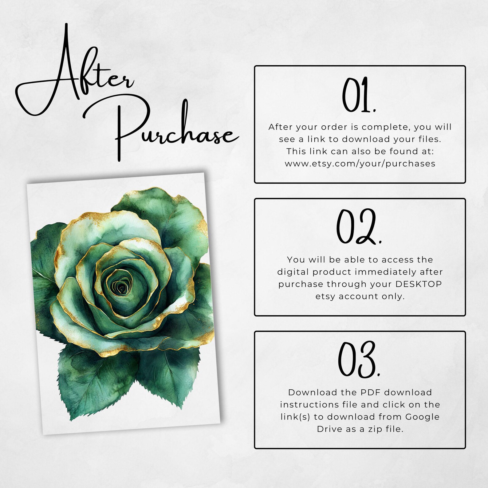 Emerald Green Rose Clipart, Emerald Watercolor Floral, Green & Gold ...