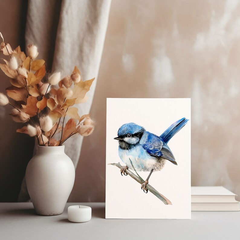 Watercolour Fairy Wrens Clipart, Blue Bird Stickers, Goodnotes Stickers ...