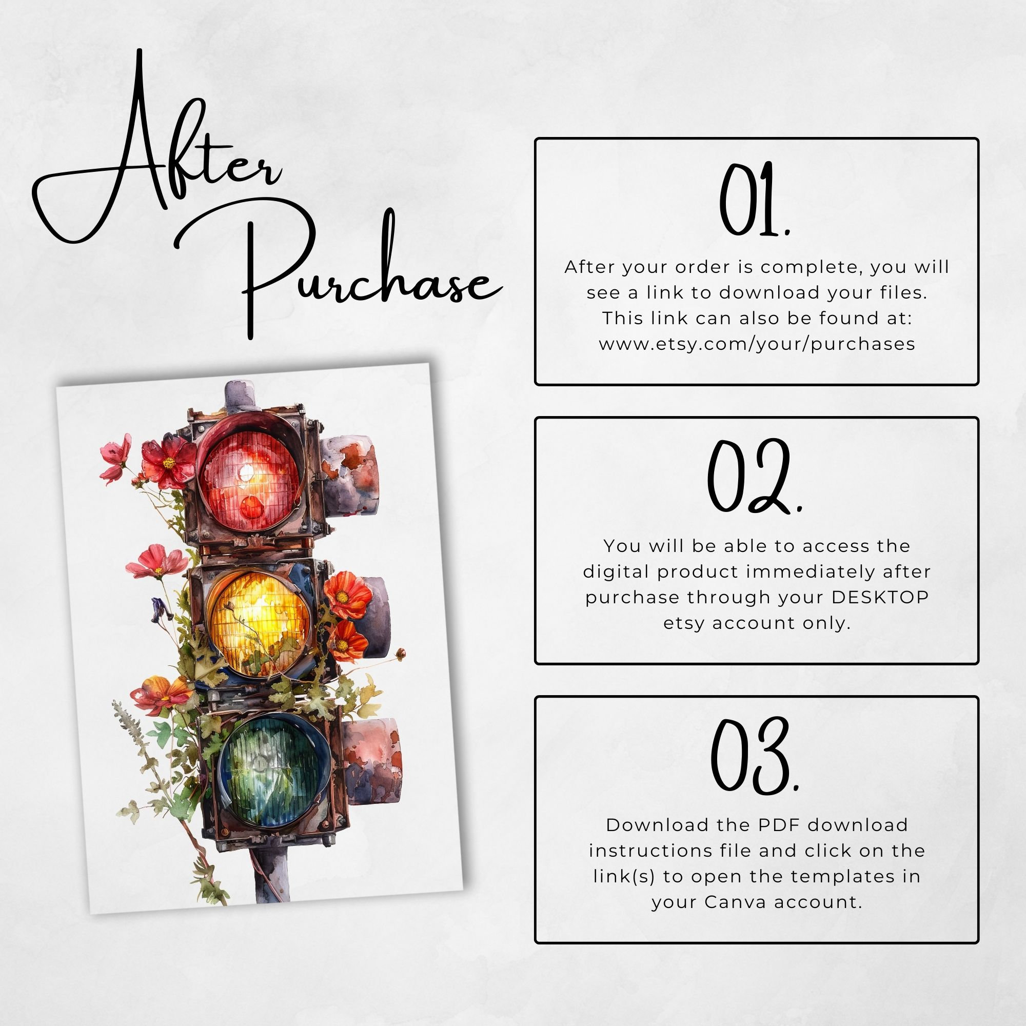 Floral Traffic Light Clipart, Urban Decay Art, Watercolour Derelict ...