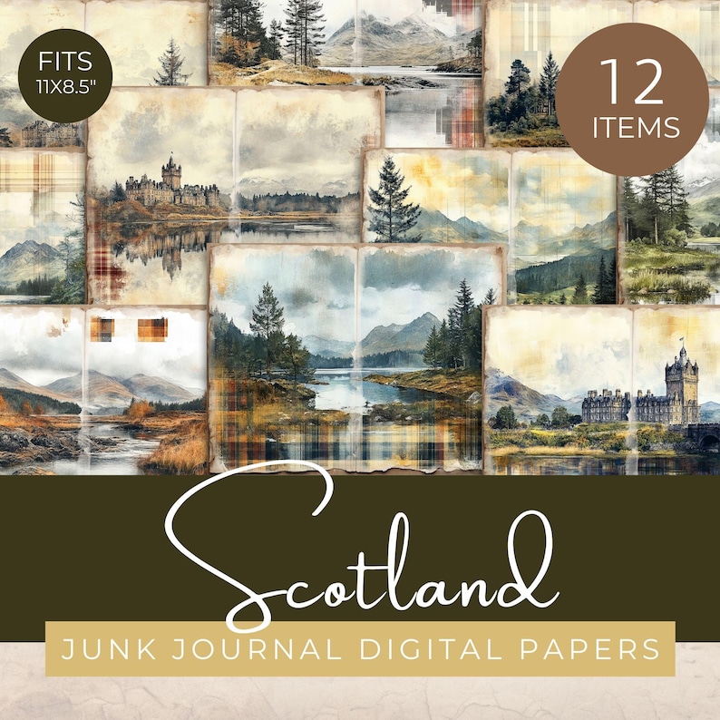 Scotland Junk Journal Papers, Scottish Landscape Journal Paper ...
