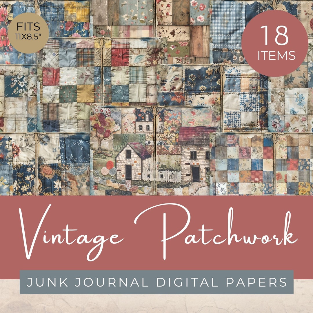 Vintage Patchwork Junk Journal Papers, Quilting Journal Paper, Fabric ...