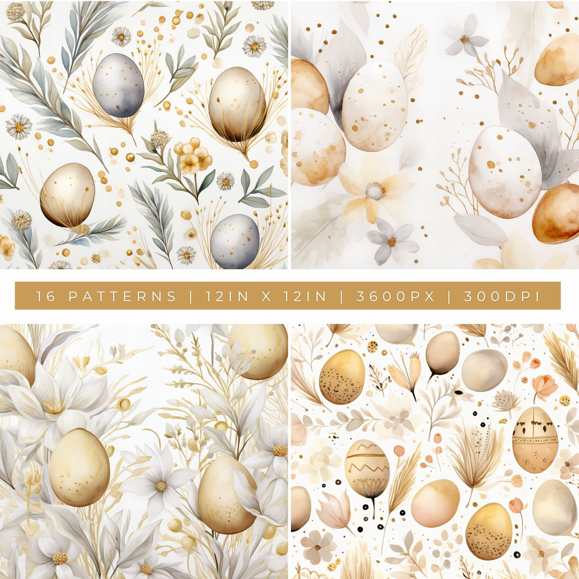 Neutral Nesting Easter Paper Pack, Elegant Floral and Egg Designs ...