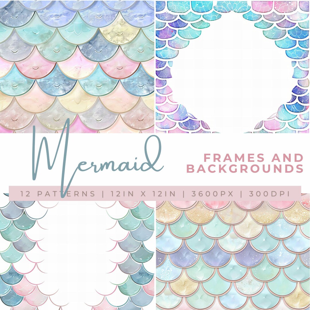 Mermaid Frames & Backgrounds Paper, Ocean-themed Invitation Designs ...