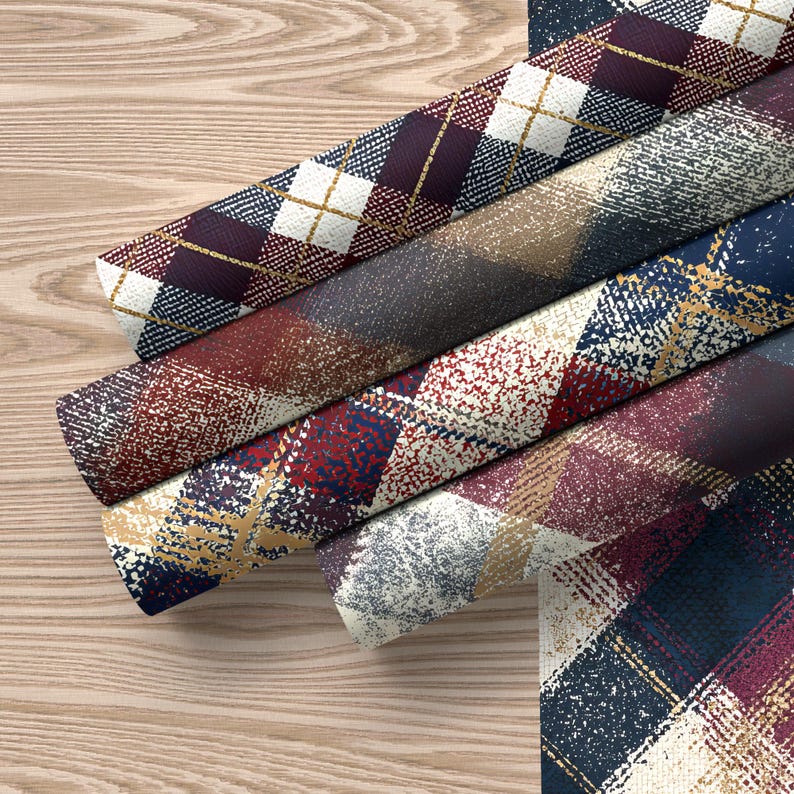Burgundy & Gold Plaid Digital Paper, Tartan Check Pattern Backgrounds ...