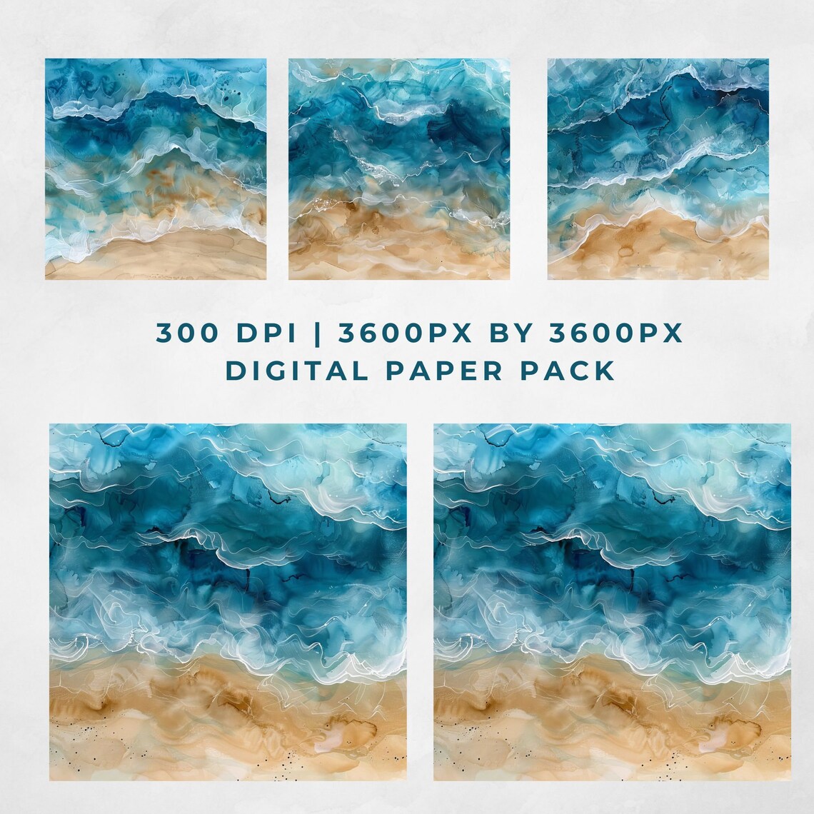 Calm Waves Digital Paper, Alcohol Ink Wash Texture, Beach Waves ...