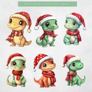 Christmas Dinosaurs Clipart, Festive Dino Illustrations, Holiday ...