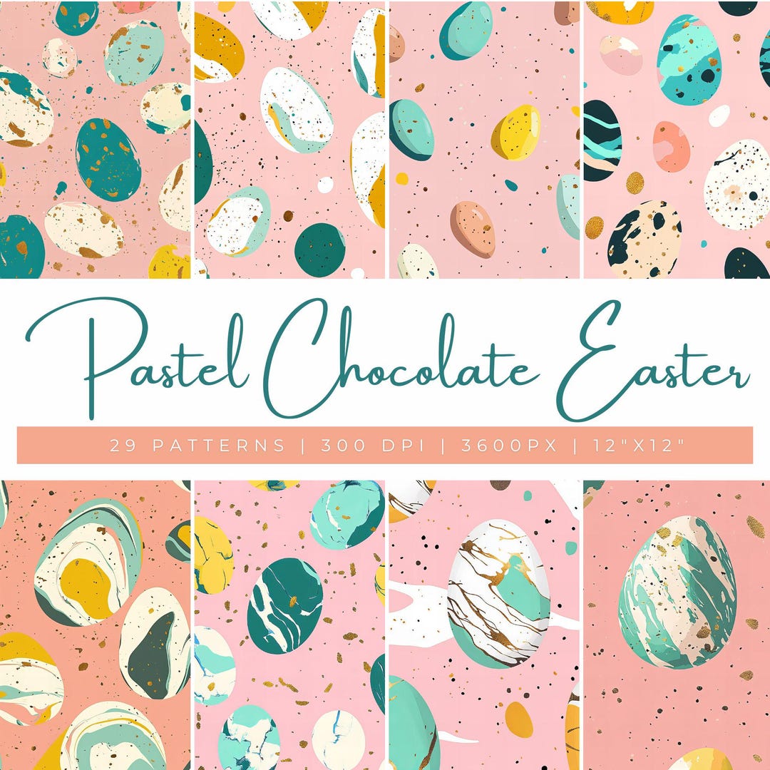 Pastel Chocolate Easter Backgrounds Digital Papers, Stylish Easter Egg ...