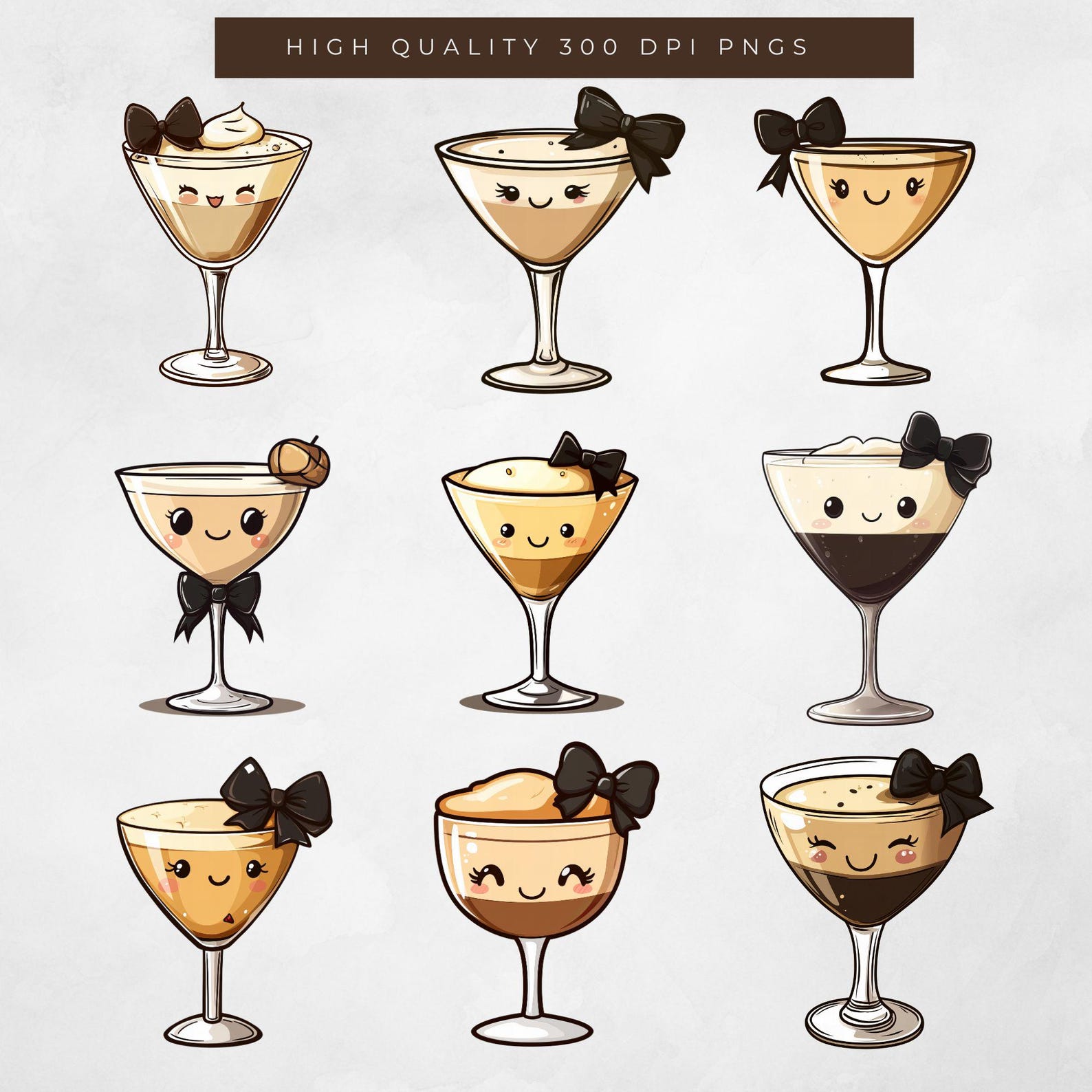 Kawaii Espresso Martini Clipart, Cute Cocktail Illustration, Kawaii ...