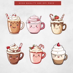 Kawaii Christmas Hot Chocolate Clipart, Cute Holiday Cocoa ...