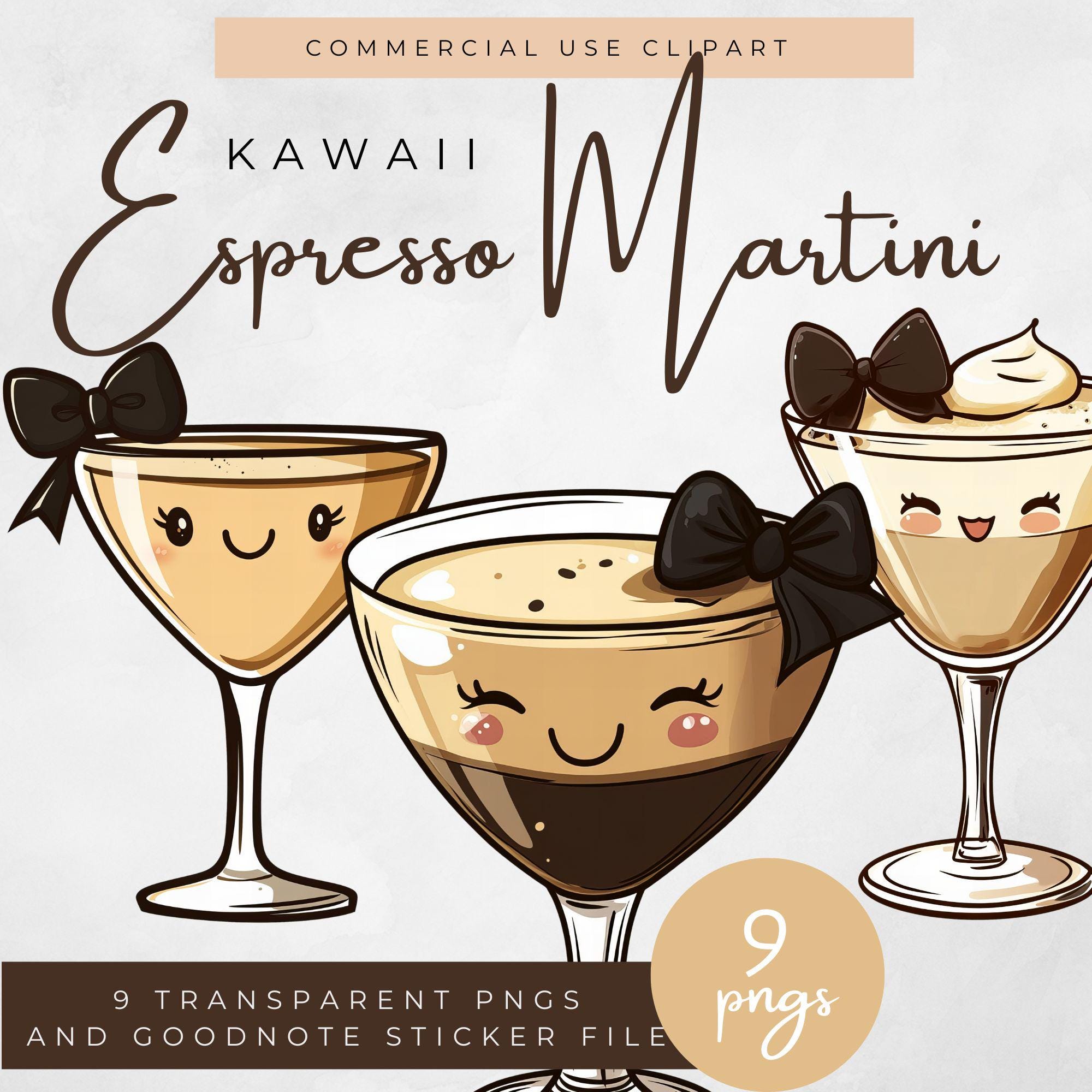 Kawaii Espresso Martini Clipart, Cute Cocktail Illustration, Kawaii ...