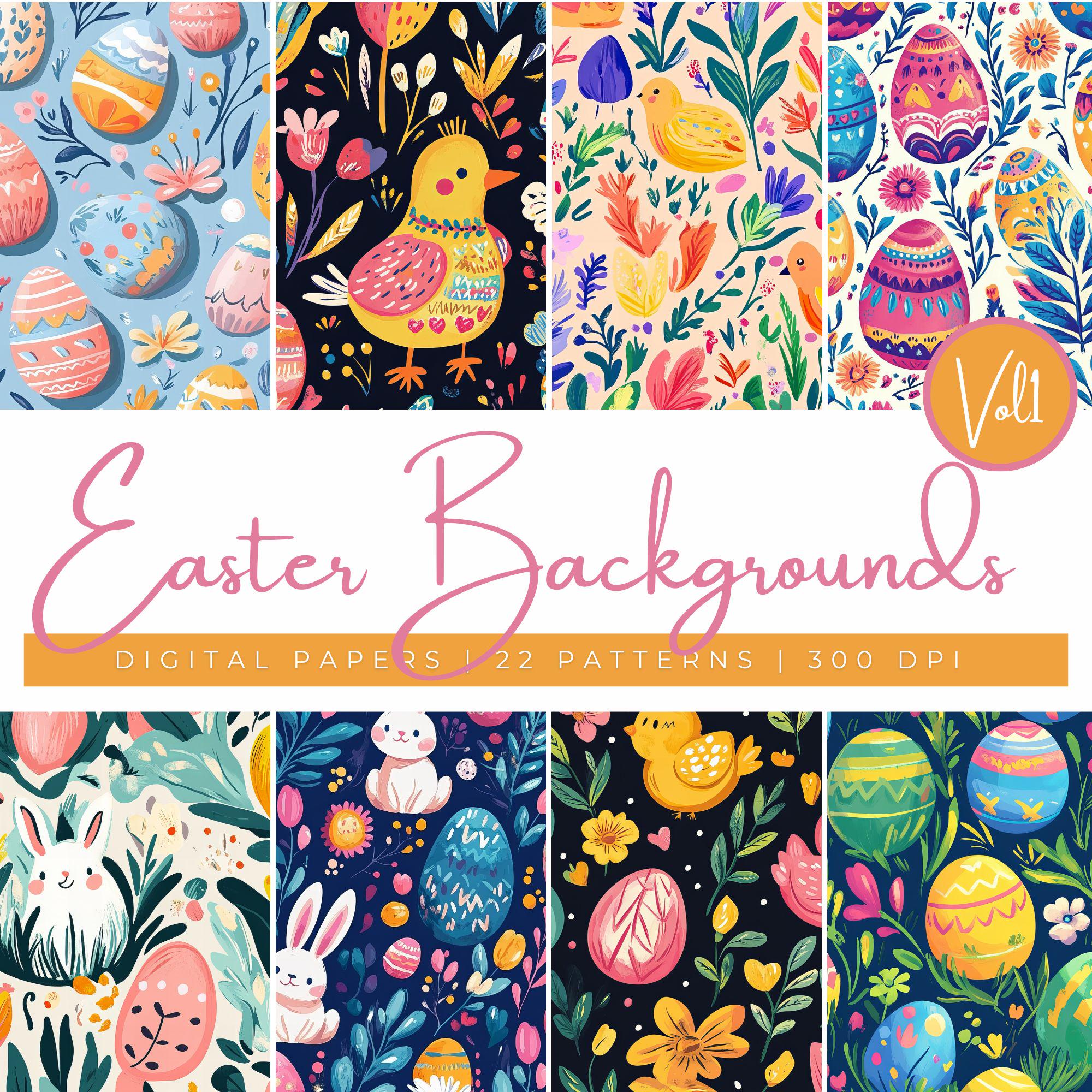 Easter Backgrounds Digital Papers, Colourful Easter Egg Backgrounds ...