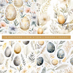 Neutral Nesting Easter Paper Pack, Elegant Floral and Egg Designs ...