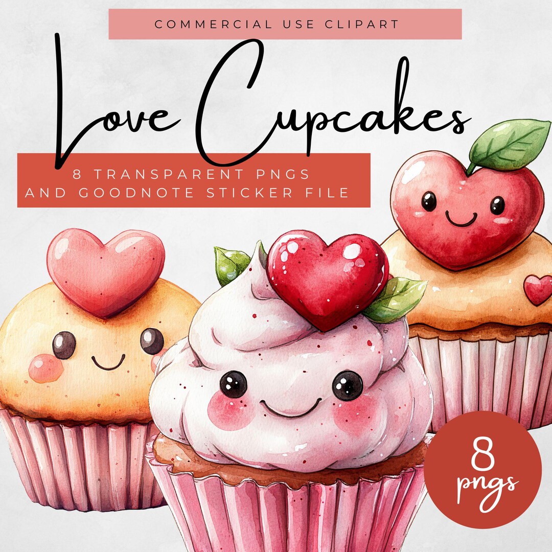 Love Cupcakes Valentine's Day Clipart, Cute Cupcakes With Hearts ...
