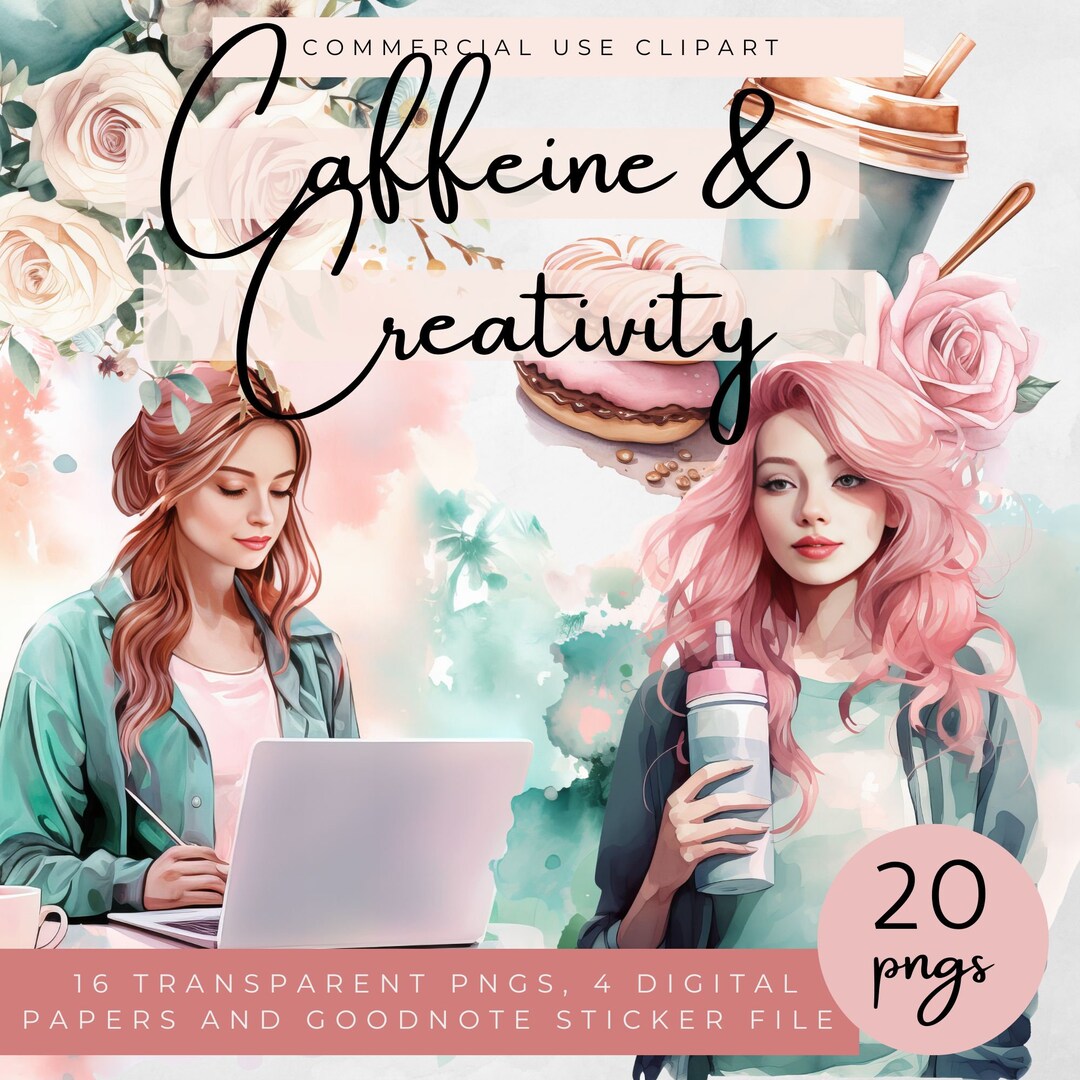 Graphic Designer Clipart, Trendy Designer Art, Lady Working With Coffee ...