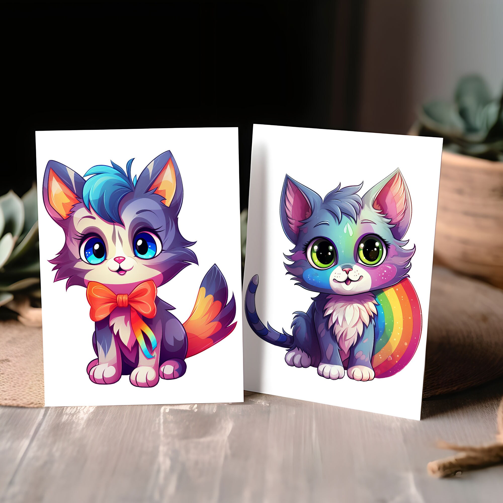 Whimsical Rainbow Kitties Clipart, Rainbow Cats Clipart, Goodnotes ...