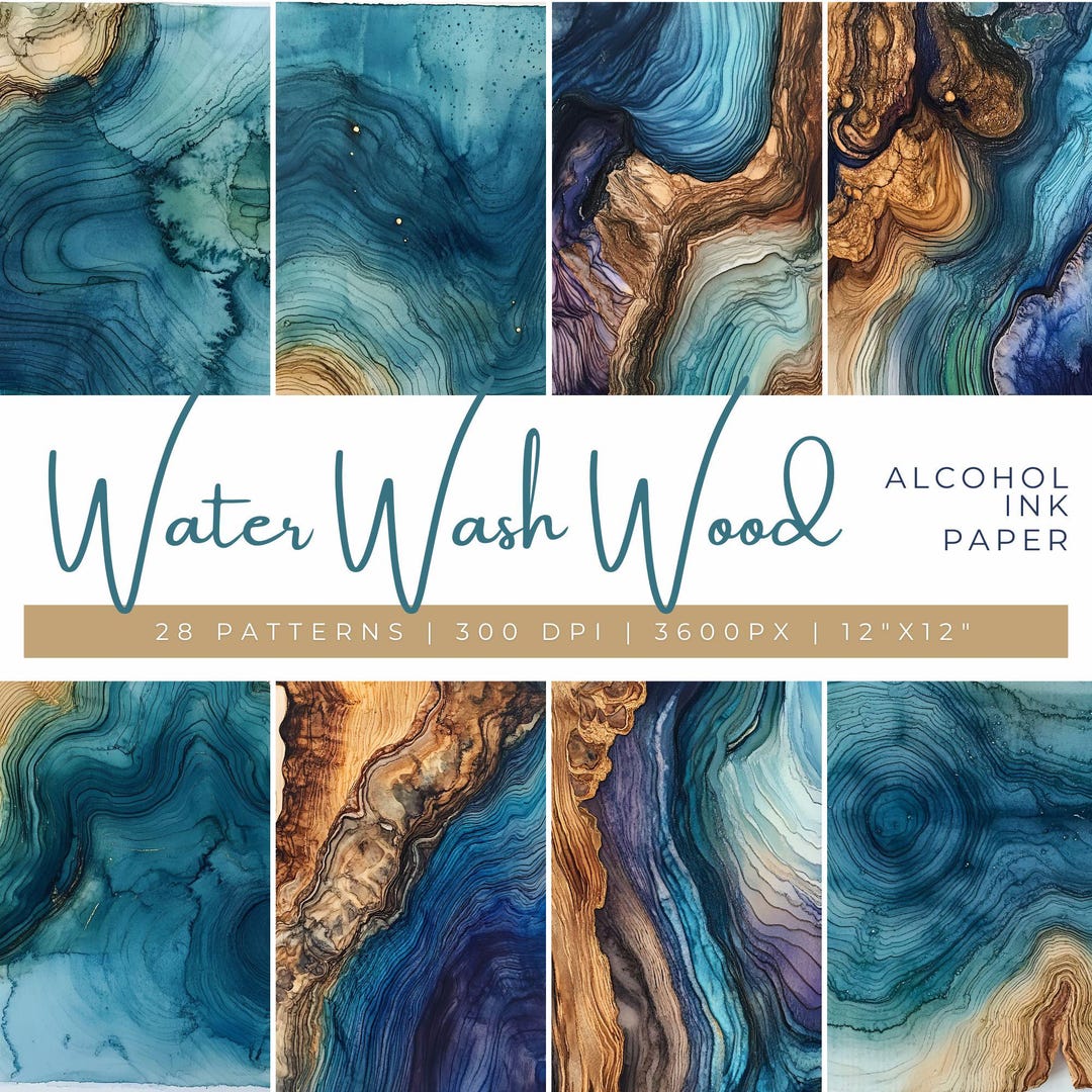 Water Wash Wood Texture Digital Paper, Alcohol Ink Wash Texture, Water ...