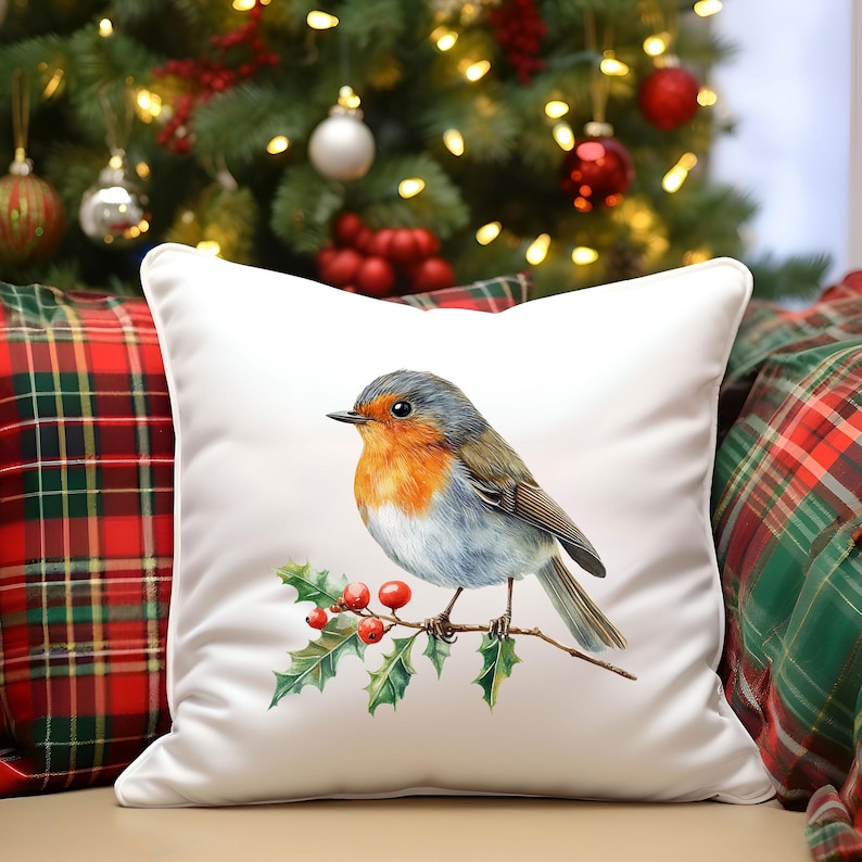 Christmas Robins Clipart, Festive Robin Bird Illustrations, Holiday ...
