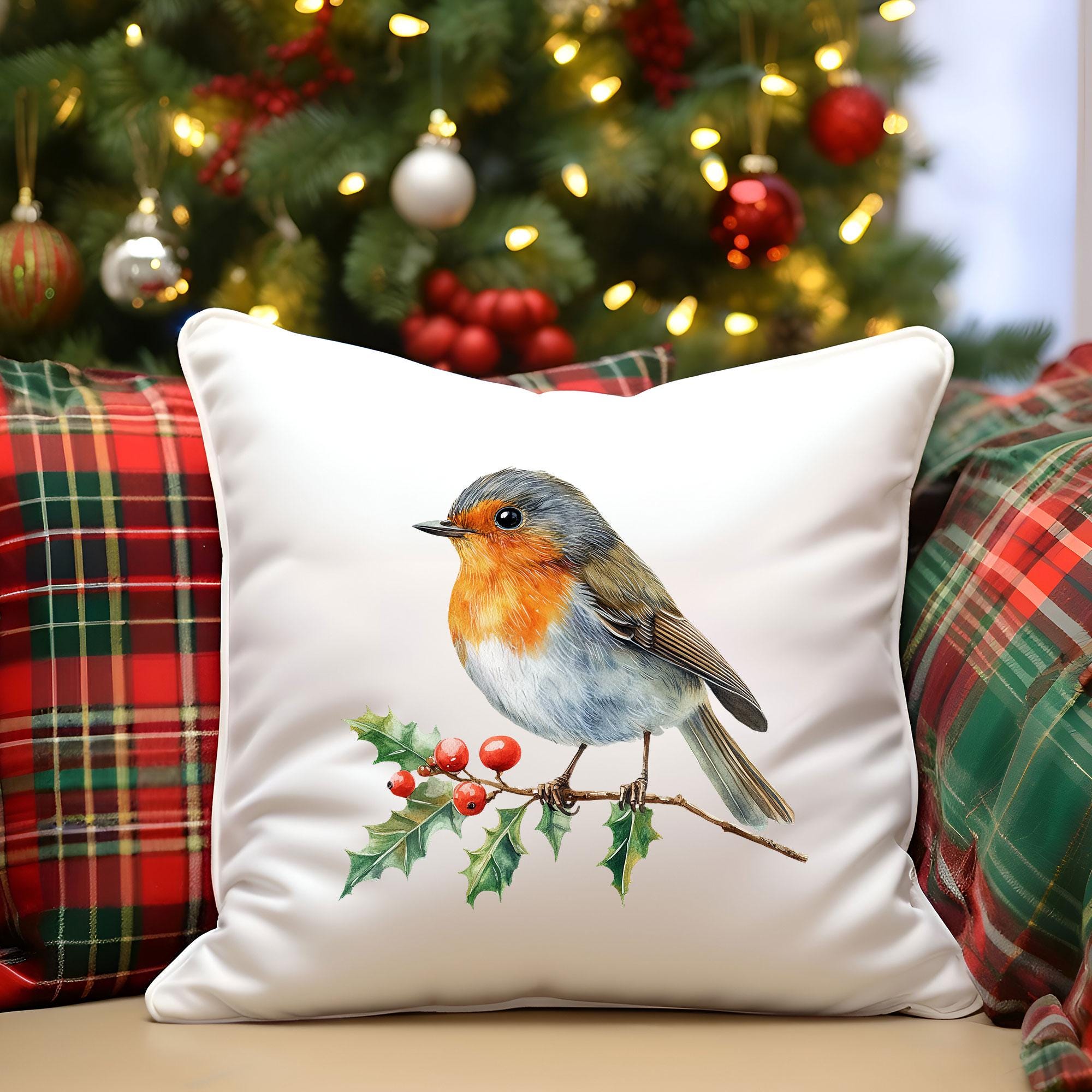 Christmas Robins Clipart, Festive Robin Bird Illustrations, Holiday ...