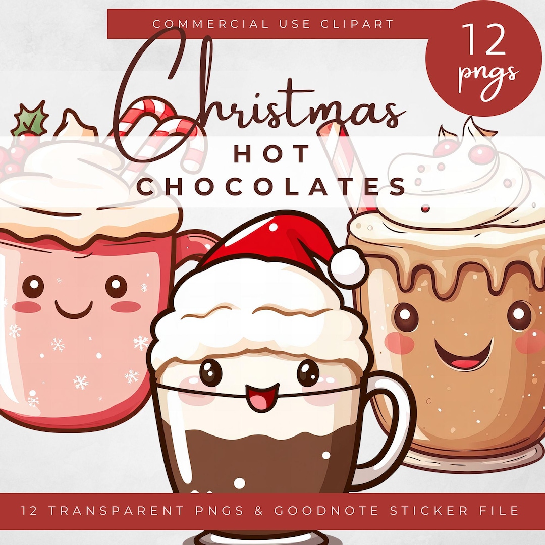 Kawaii Christmas Hot Chocolate Clipart, Cute Holiday Cocoa ...