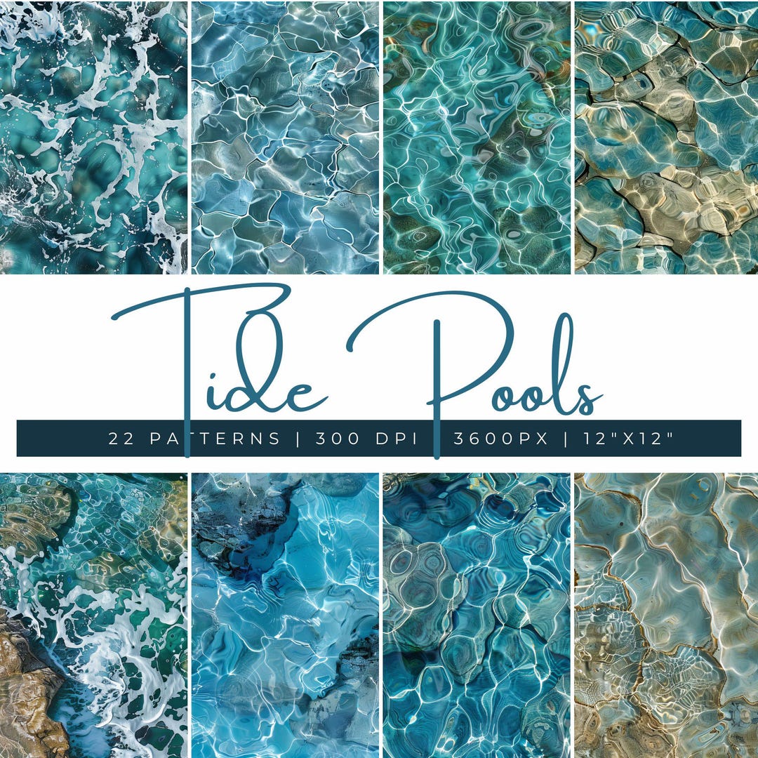 Tide Pools Digital Papers, Tide Pool Clipart, Ocean Backgrounds ...