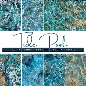 Tide Pools Digital Papers, Tide Pool Clipart, Ocean Backgrounds ...