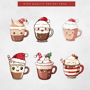 Kawaii Christmas Hot Chocolate Clipart, Cute Holiday Cocoa ...