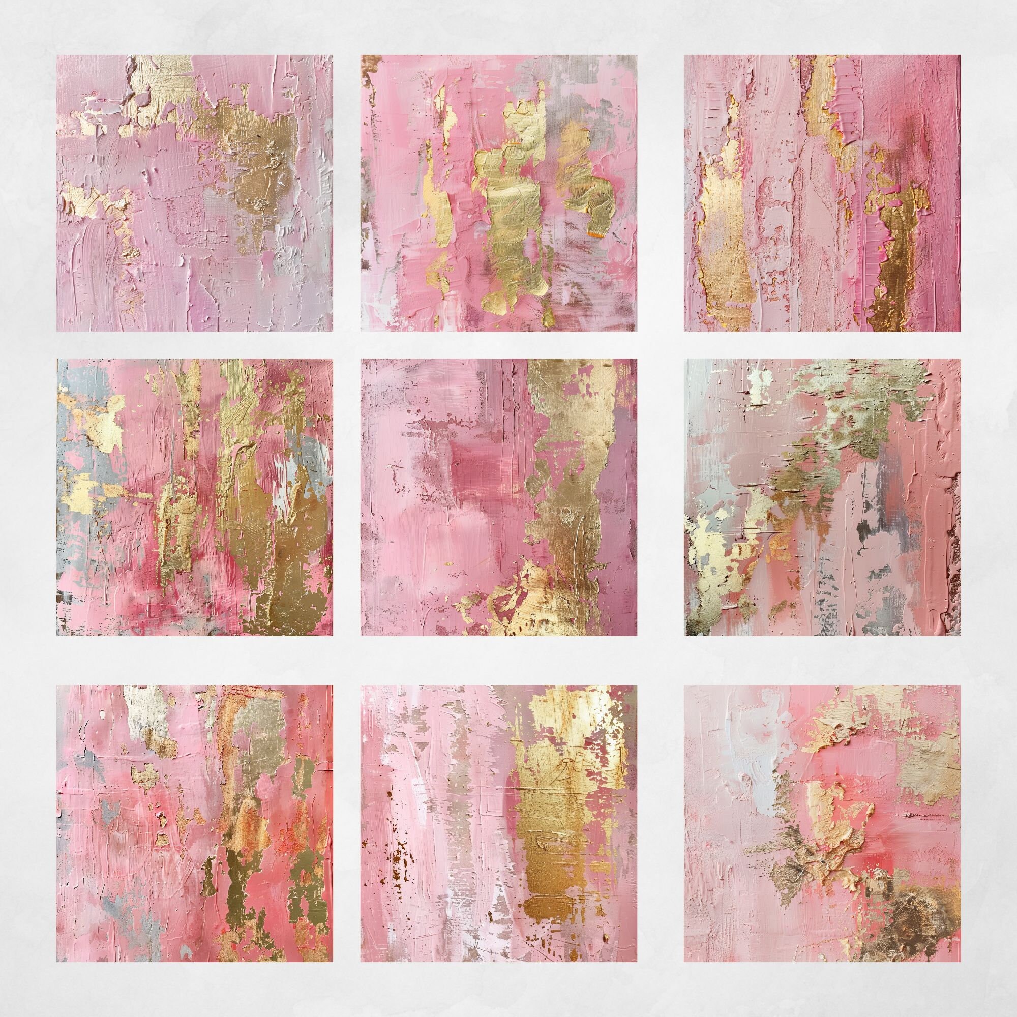 Pink Grunge Paint Digital Paper, Pink and Gold Texture Backgrounds ...